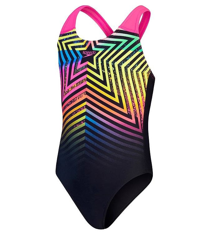SPEEDO GIRLS DIGITAL PLACEMENT SPLASHBACK BLACK, LEMON DRIZZLE, FLARE ...